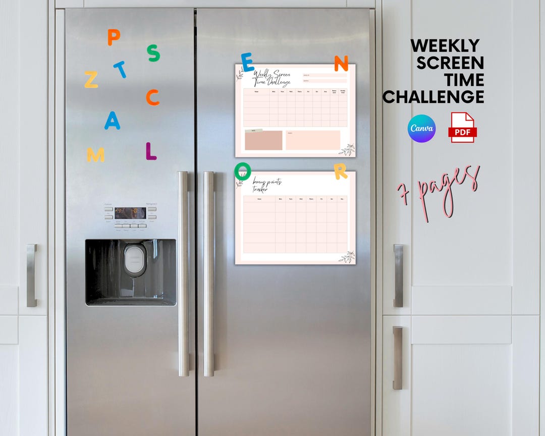 Weekly Screen Time Challenge Tracker | Canva Template + PDF | Family ...