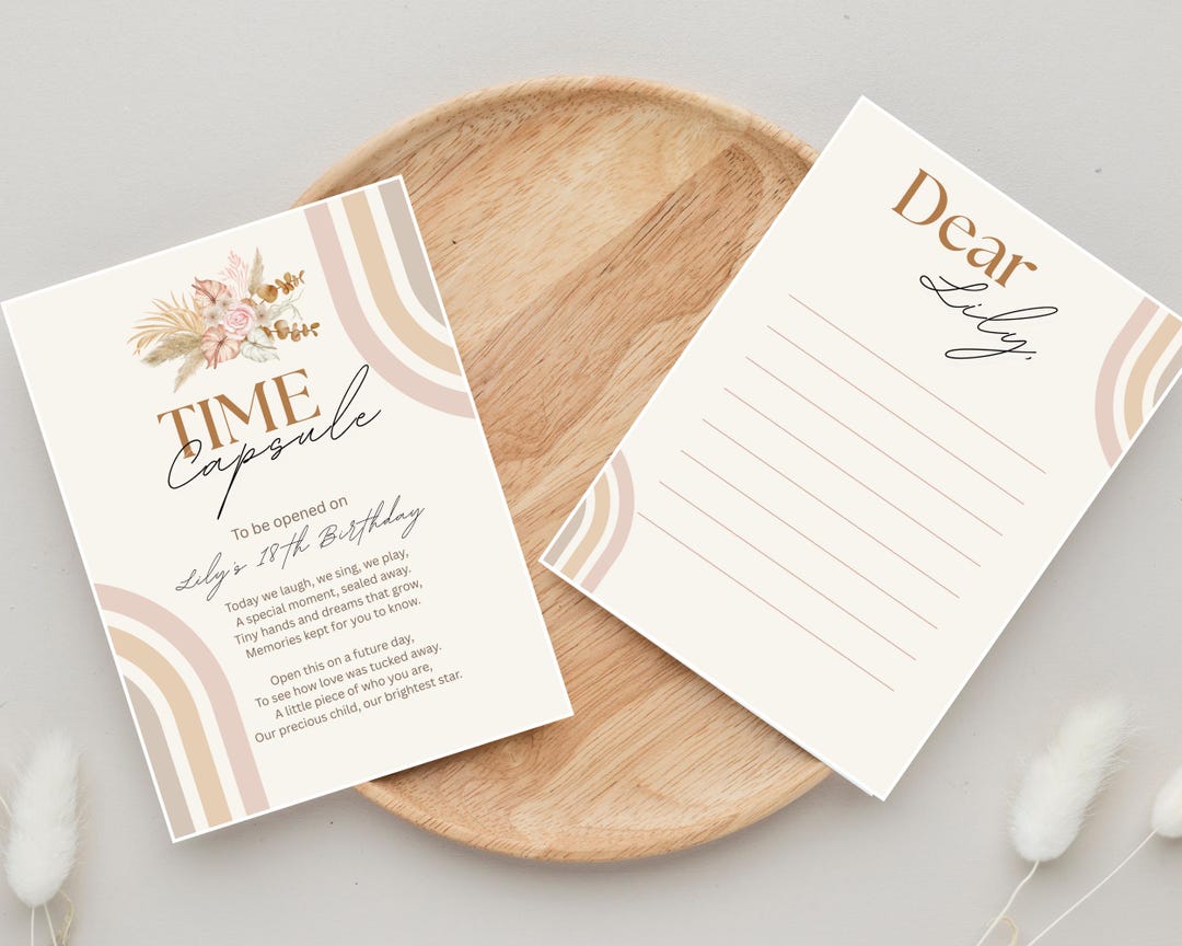 Little One Time Capsule First Birthday Printable, Boho Neutral Time ...