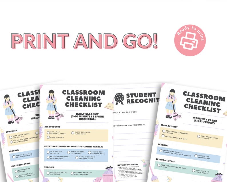 Classroom Cleaning Checklist | Editable Canva Template | Teacher ...