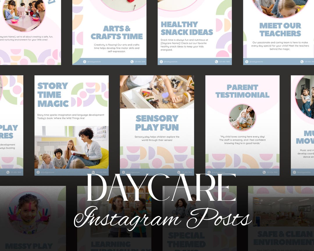 Daycare Instagram Posts | Canva Templates Only | 20 Editable Social ...