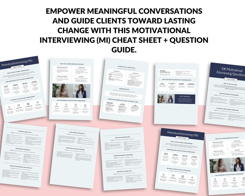 Motivational Interviewing Cheat Sheet | Canva Template + Printable PDF ...