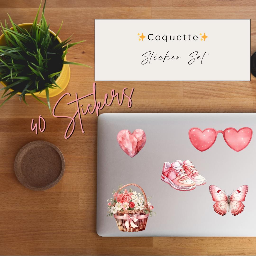 40 Coquette Aesthetic Stickers | Printable Pngs via Dropbox | Vintage ...