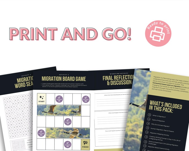 Migration Activities for Kids | Canva Template + Printable PDF ...