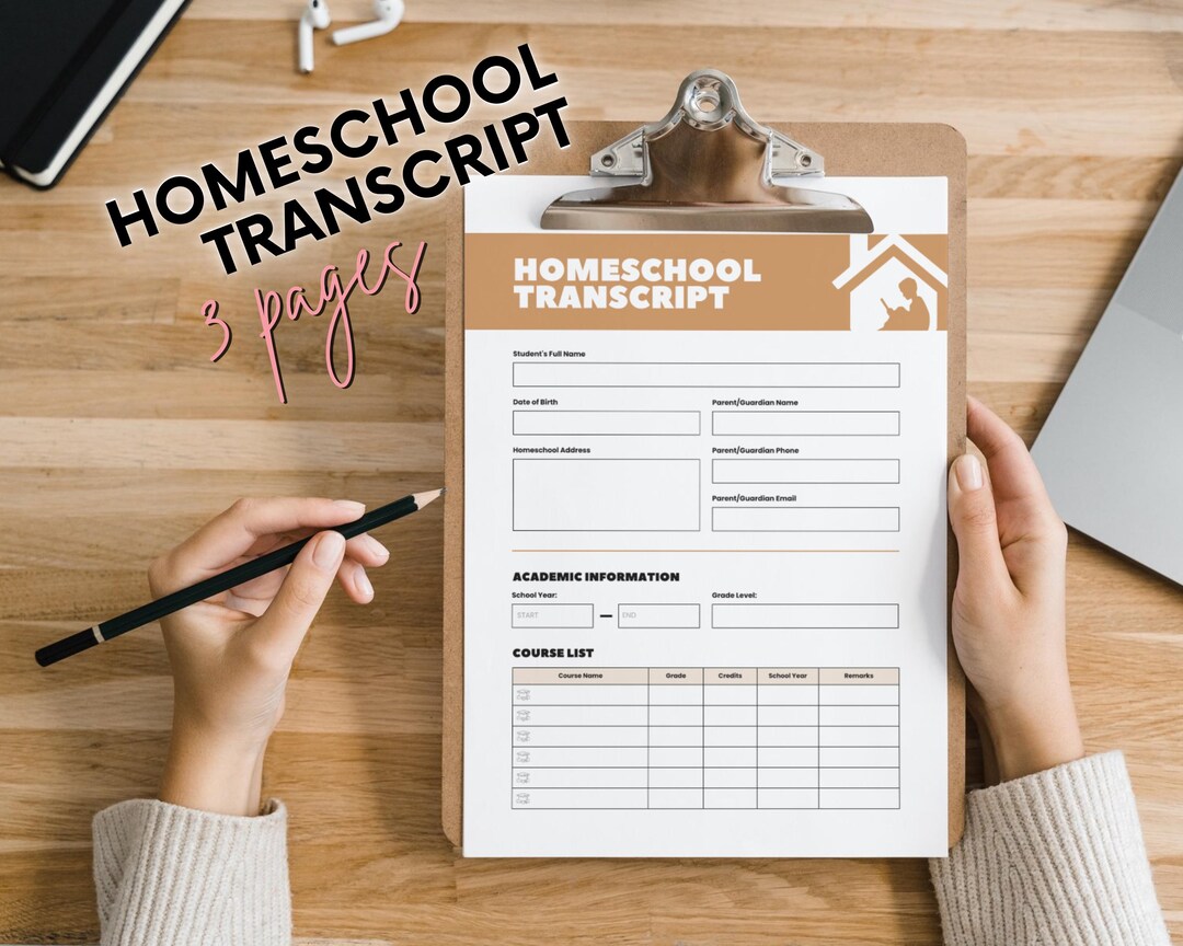 Printable Homeschool Transcript Template (PDF Download) - Etsy