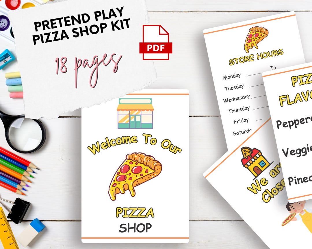 Pretend Play Pizza Shop Kit | Printable PDF | Dramatic Play Set for ...
