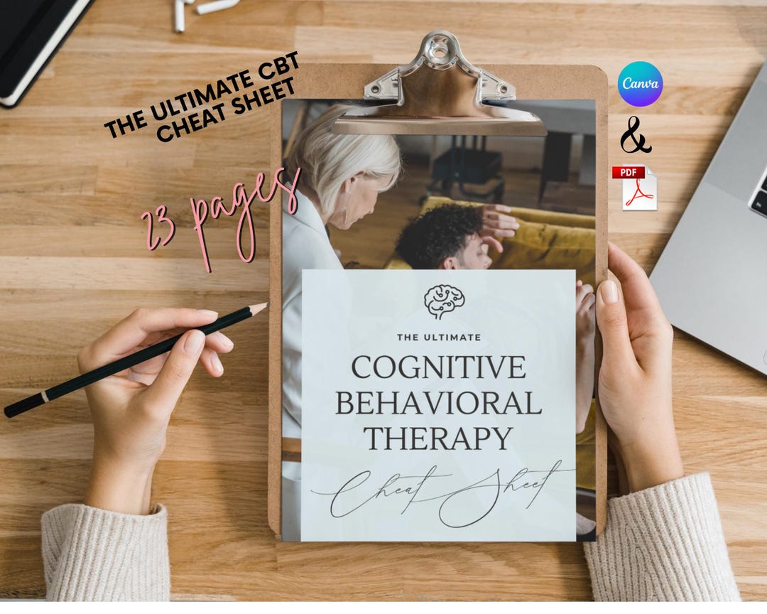 The Ultimate CBT Cheat Sheet | Printable PDF & Editable Canva | Mental ...