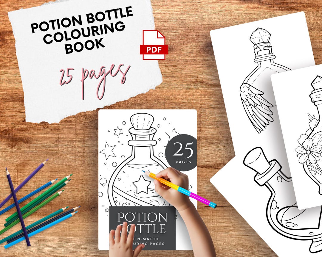 Potion Bottle Colouring Book | Printable PDF | Magical Mix-and-match ...