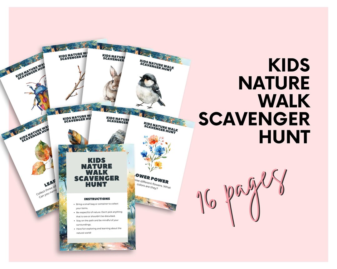 Kids Nature Walk Scavenger Hunt | Outdoor Printable Activity | 15-page ...