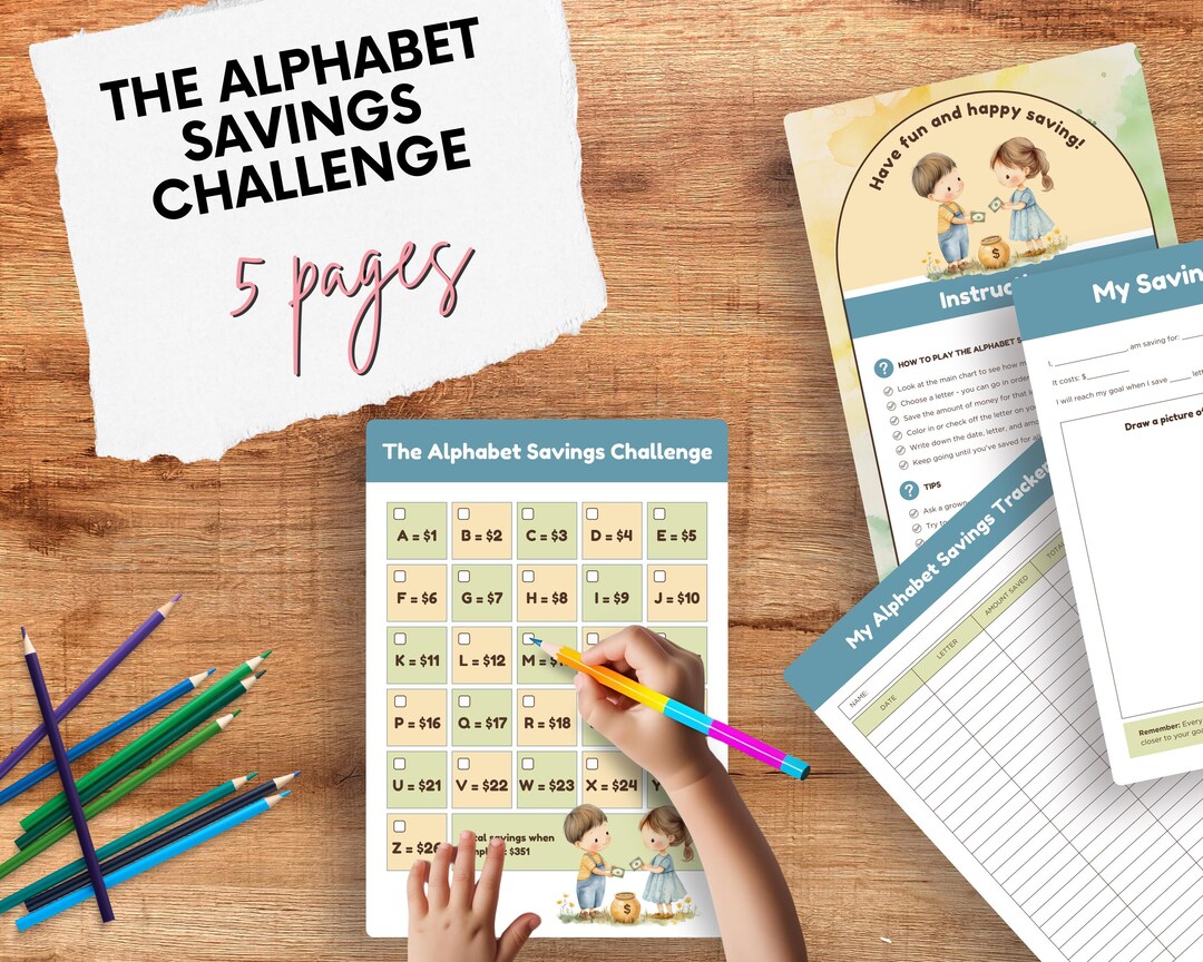 Alphabet Savings Challenge for Kids | 5-page PDF Download | Fun Money ...