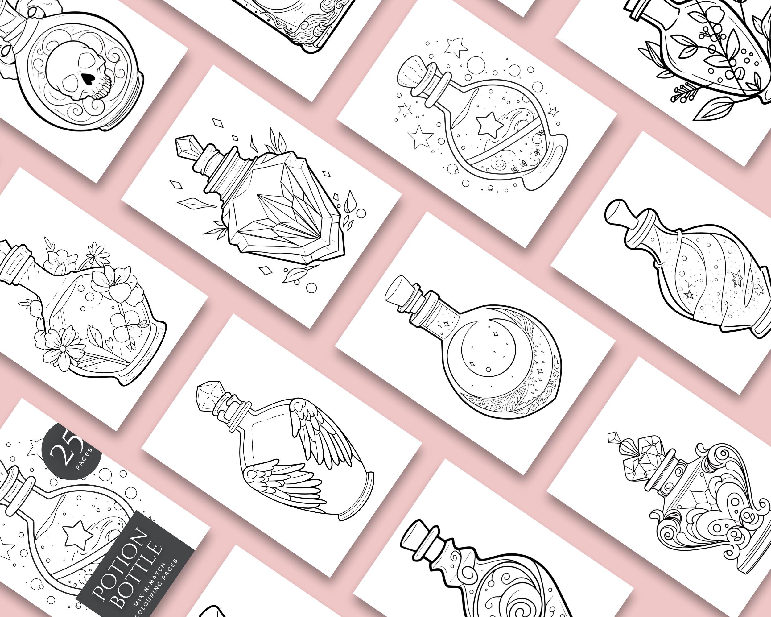 Potion Bottle Colouring Book | Printable PDF | Magical Mix-and-match ...