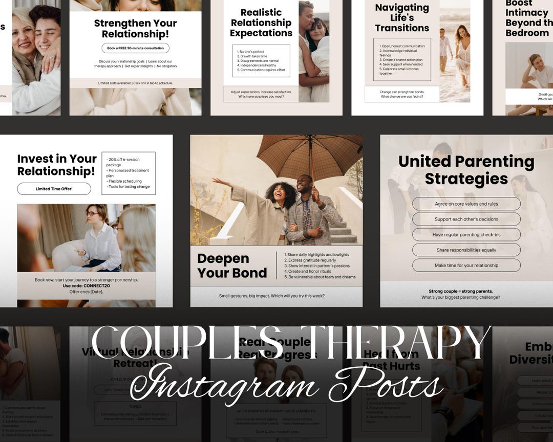 Couples Therapy Social Media Posts: 30 Editable Canva Templates - Etsy