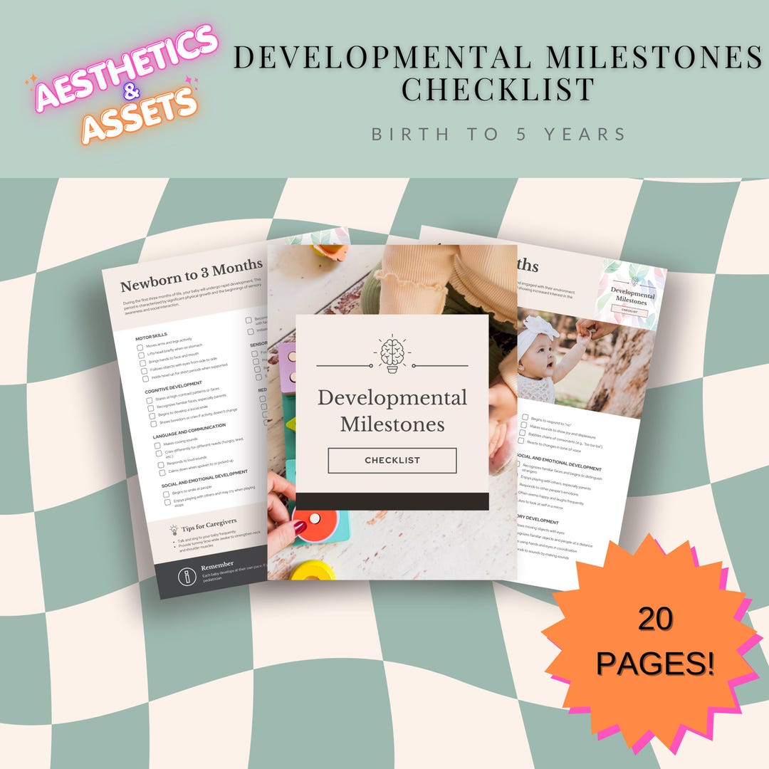 Developmental Milestones Checklist (birth to 5 Years) – PDF Download - Etsy