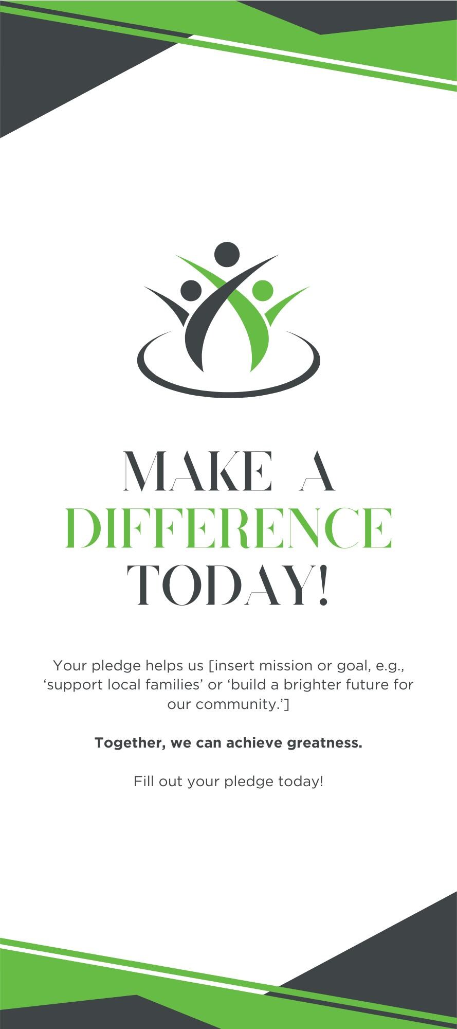 Fundraising Pledge Card | Editable Template for Charity, Nonprofit ...