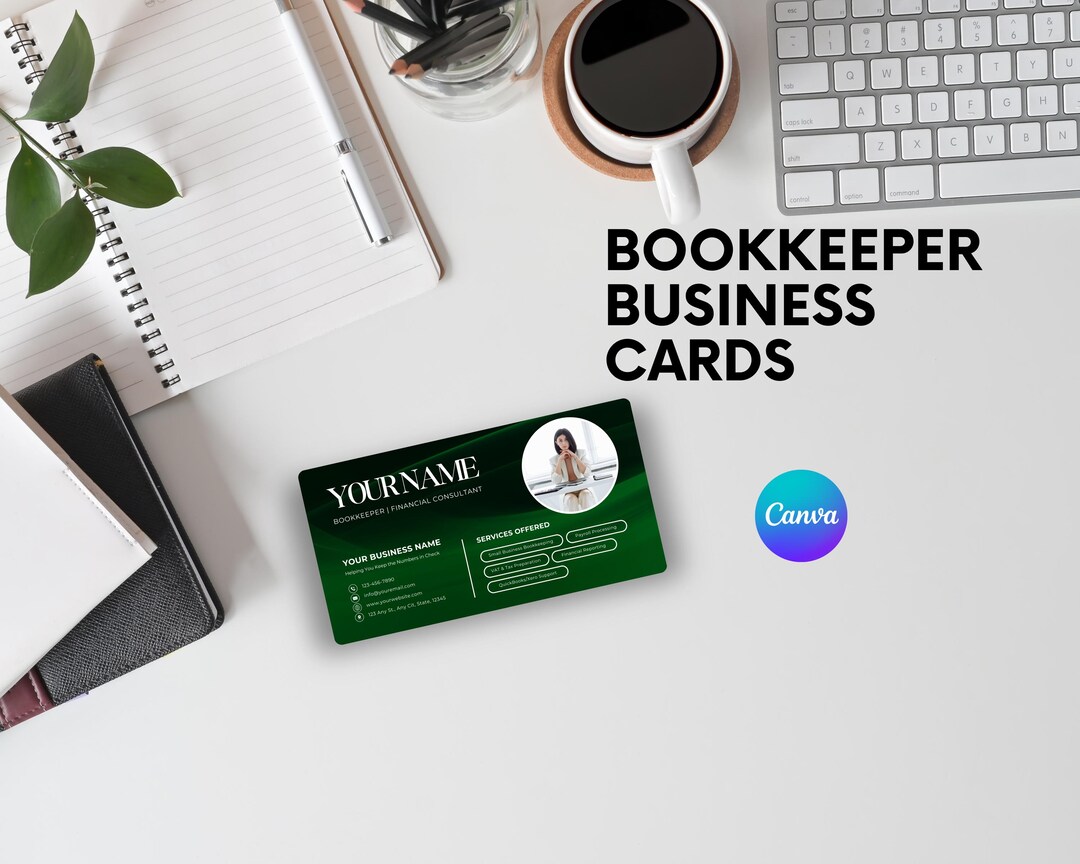 Bookkeeper Business Card | Canva Template Only | Editable Professional ...