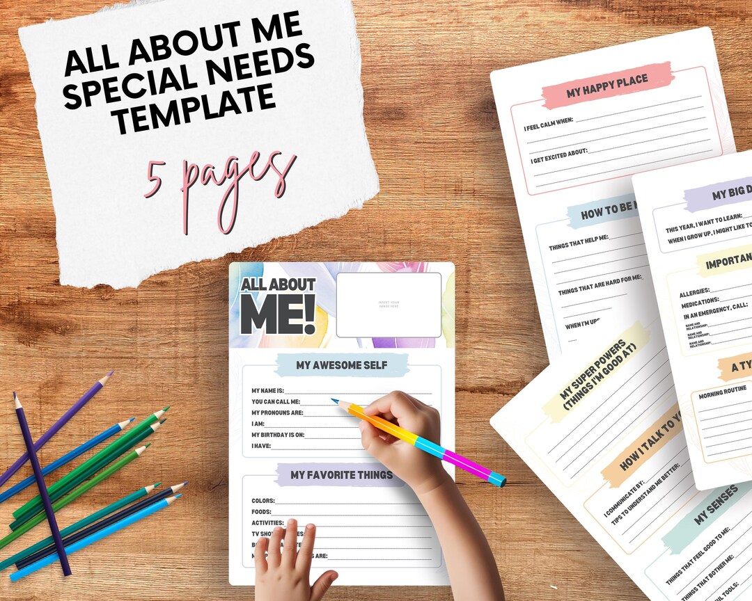All About Me Special Needs Template | 5-page Printable PDF for Kids ...