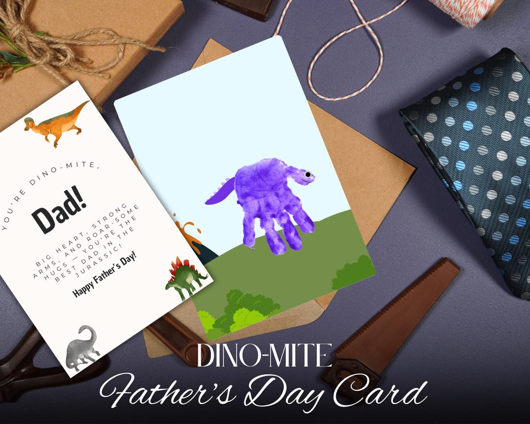 Dino-mite Father's Day Card | Printable Dinosaur Card for Dad | Kids ...