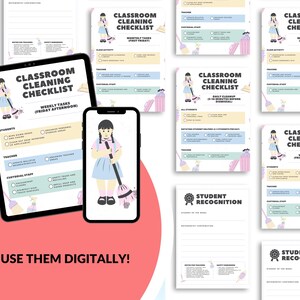 Classroom Cleaning Checklist | Editable Canva Template | Teacher ...
