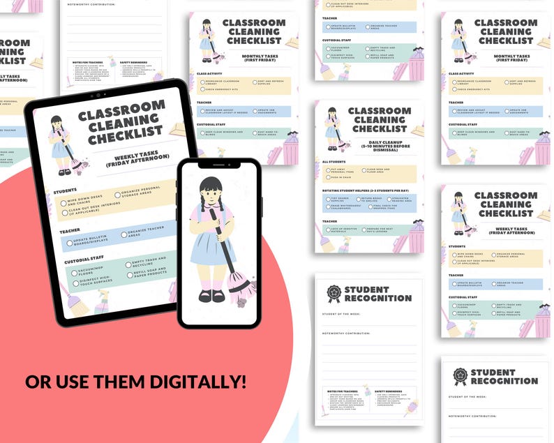 Classroom Cleaning Checklist | Editable Canva Template | Teacher Organization Printable - Etsy