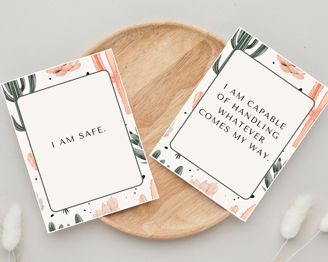 Anxiety Affirmation Cards PDF, 25 Printable Self Care Cards, Worry Less ...
