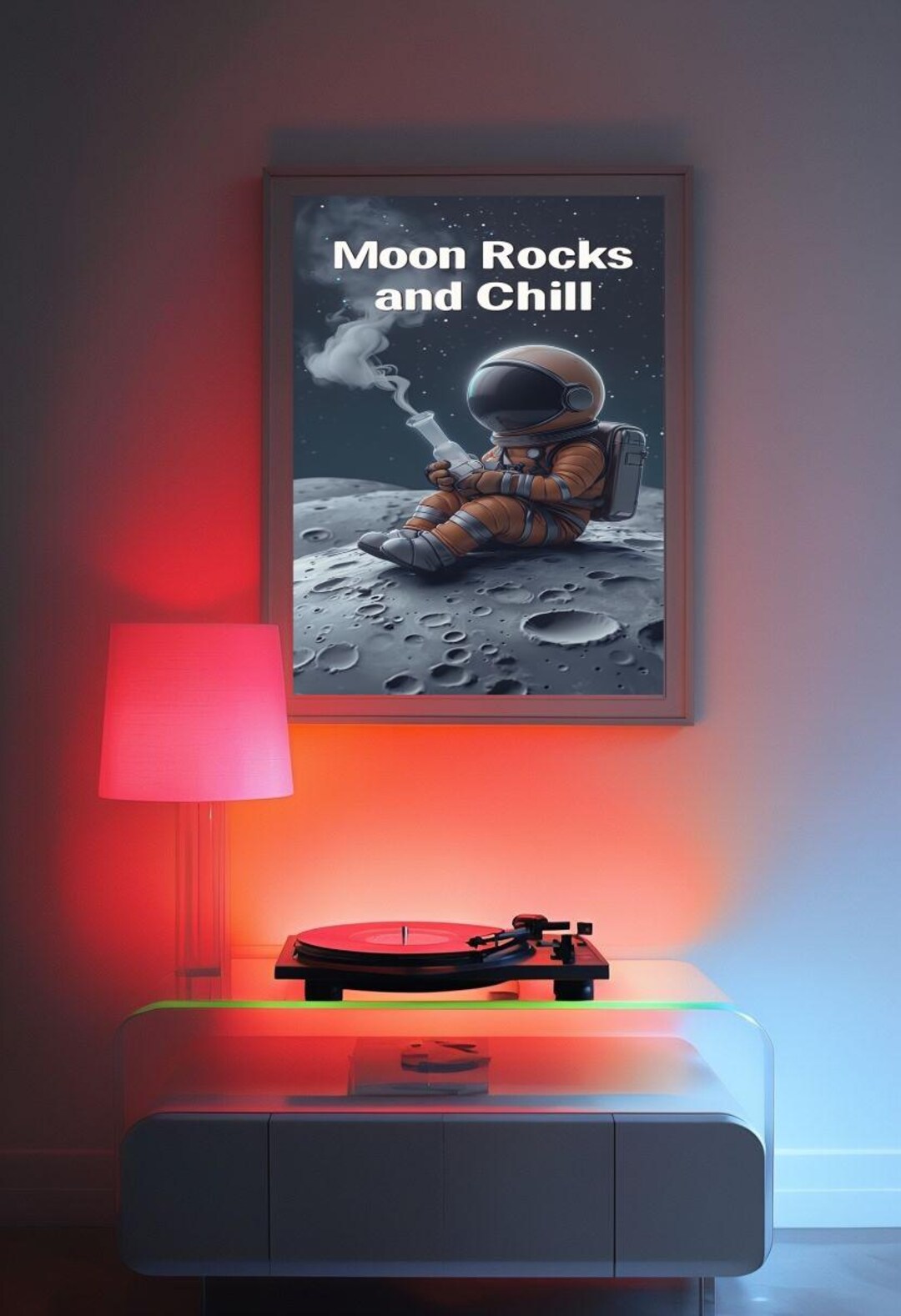 Astronaut Moon Rocks and Chill Poster (cannabis Wall Art, Marijuana ...