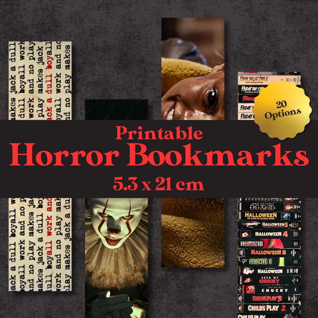 Horror Movie Printable Bookmarks | Pennywise Scream Ghostface Michael ...