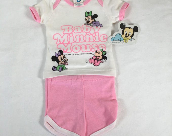 Vintage 1984 Disney Babies Baby Minnie Mouse 2pc Short Shirt Set Pink 0 ...