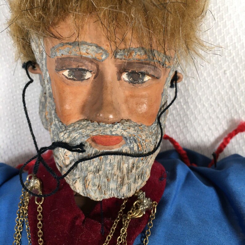 Vintage Large Wooden Marionette Wizard Puppet Hand Painted No Strings ...