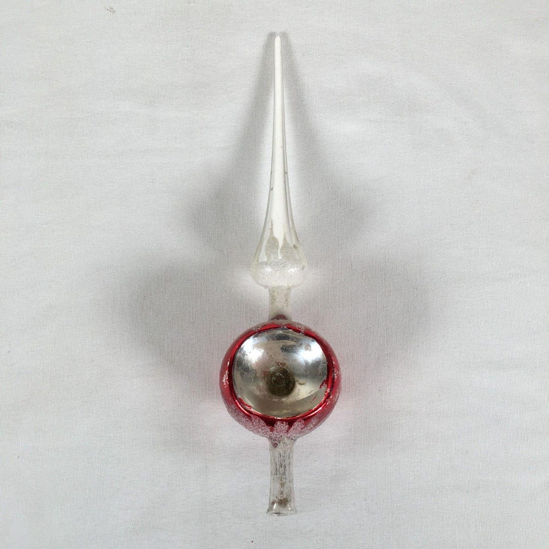 Vtg Lanissa Shiny Brite Glass Christmas Tree Topper Oranament Pink ...