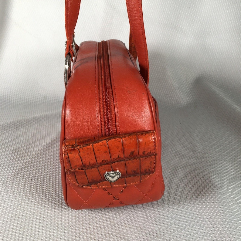 Brighton Bijoux Top Handle Purse Handbag W/matching Wallet Rust Croco ...