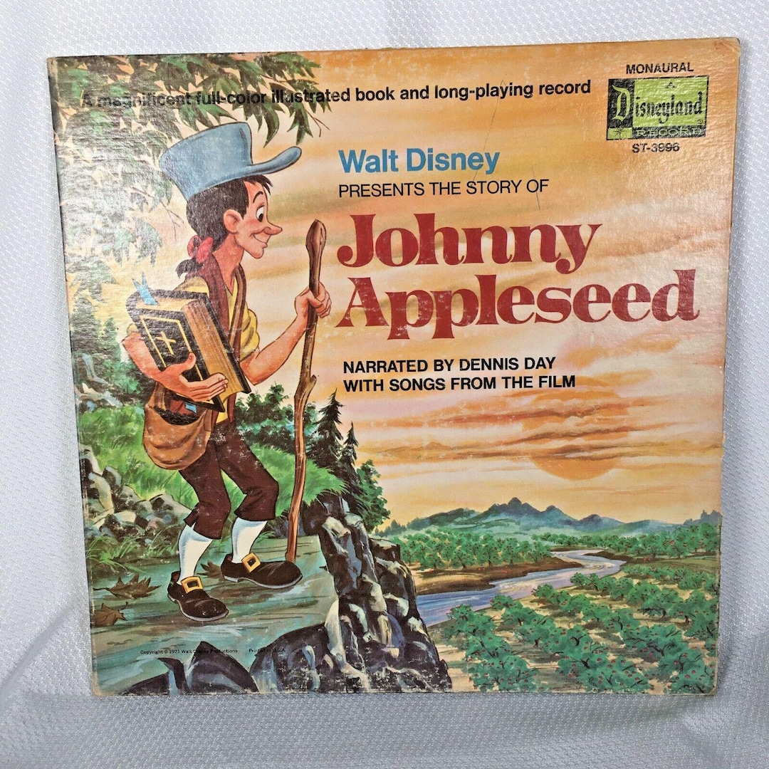 Vtg 1971 Walt Disney's Johnny Appleseed Viny Record & Full Color Book ...