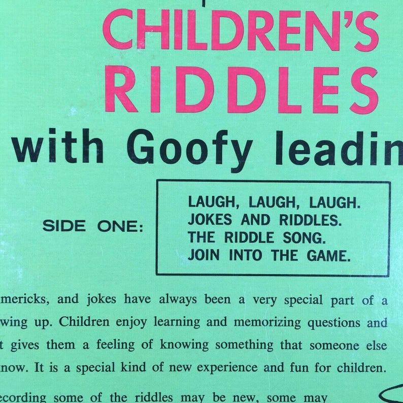 Vintage 1964 Walt Disney's Children's Riddles & Game Songs 1272 - Etsy