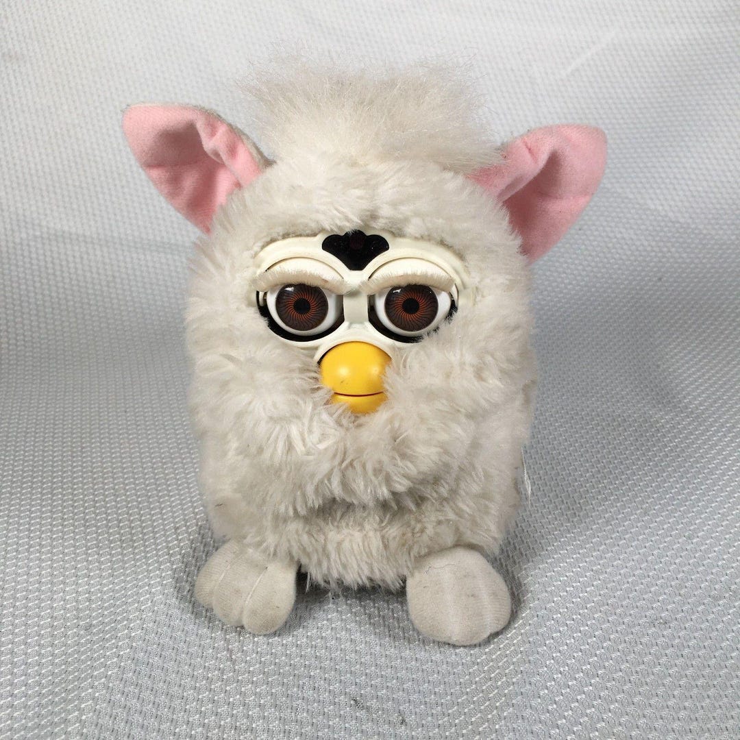 Vtg 1998 Snowball White Furby With Pink Ears and Brown Eyes Tested Not ...