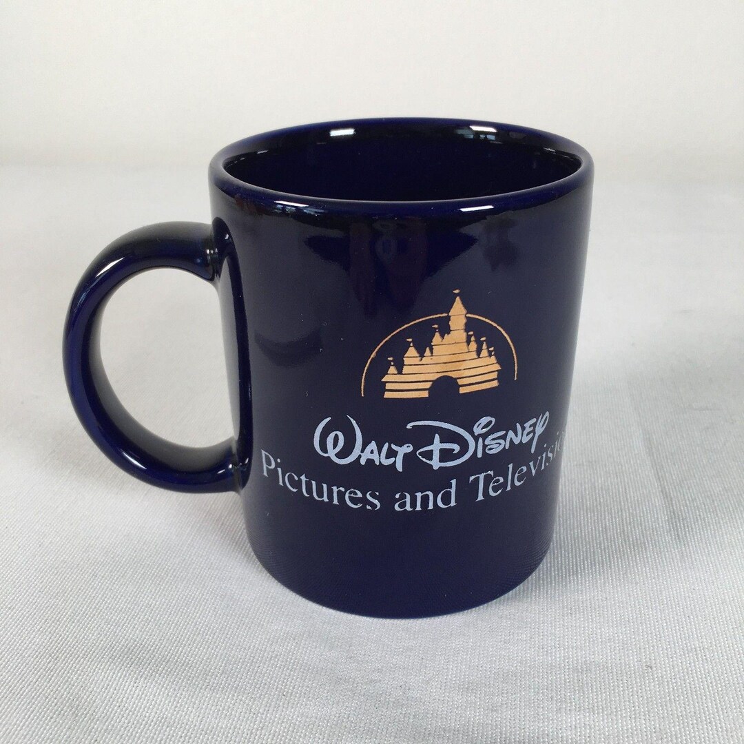 Rare Vtg Walt Disney Pictures and Television Blue Coffee Mug Gold ...