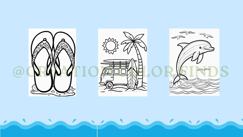 Beach-themed Coloring Pages | Printable Coloring Packet | Digital ...