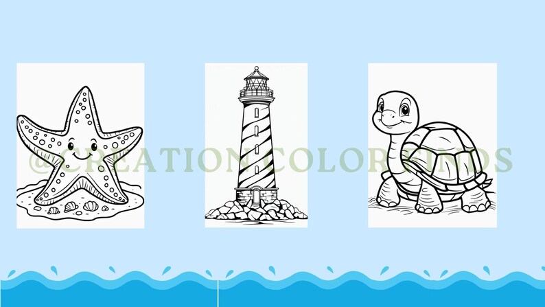 Beach-themed Coloring Pages | Printable Coloring Packet | Digital ...