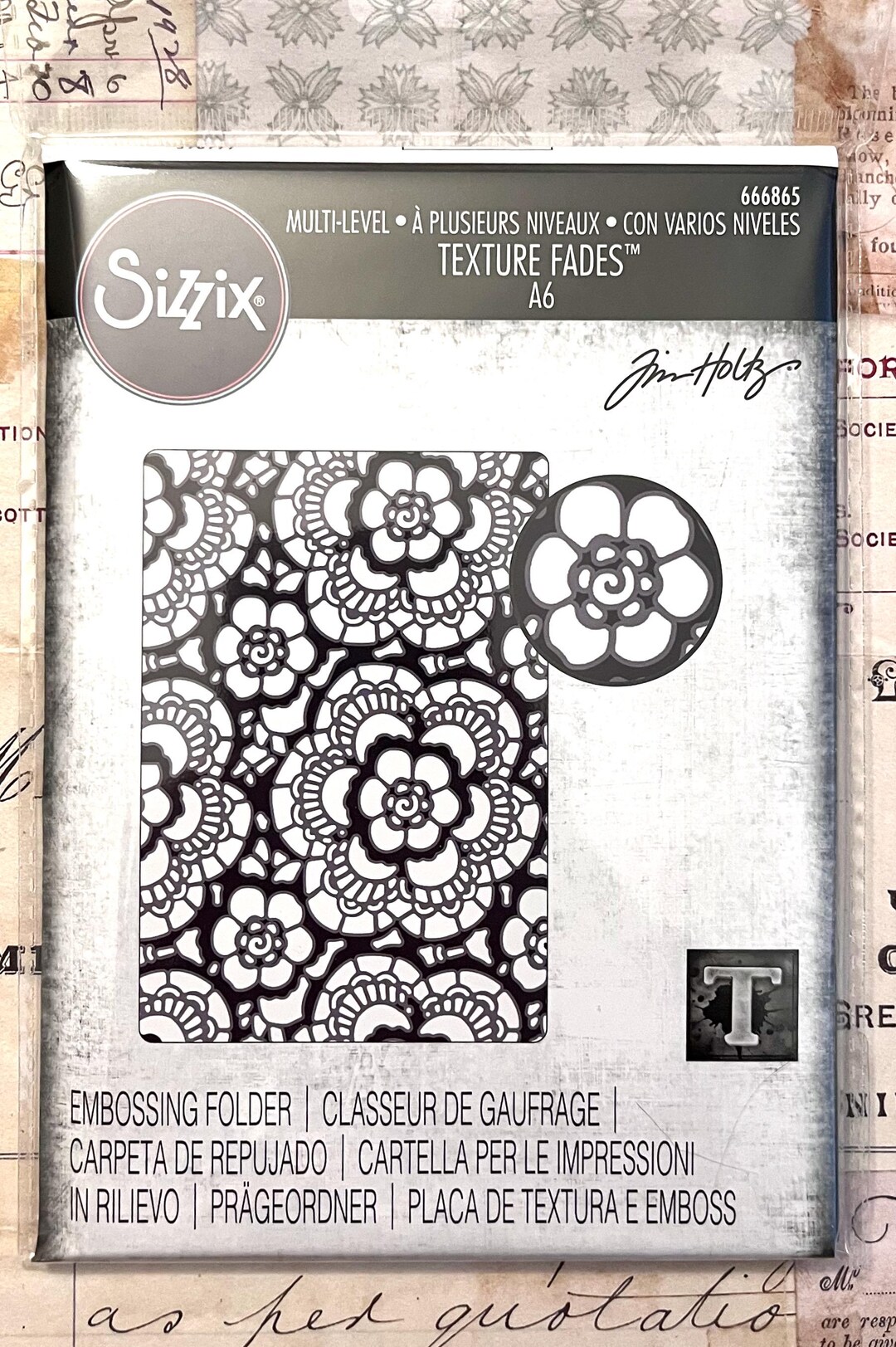 Tim Holtz Vault Lace Textur Fades Embossing Folder - Sizzix 666865 ...