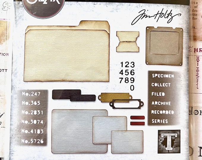 Sizzix Tim Holtz Thinlits Die Set - Specimen #665930 - File Folder ...