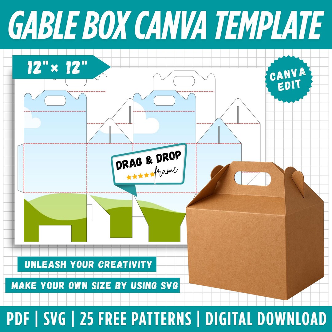 Editable Gable Box Canva Template, DIY Gift Box (SVG, PDF) - Etsy