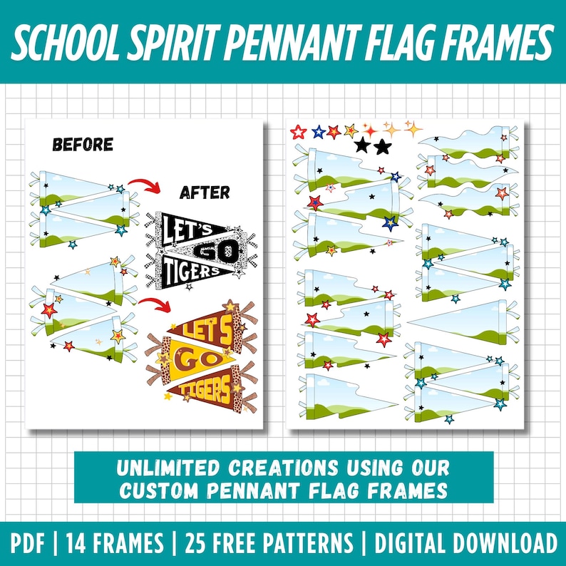 Editable School Spirit Pennant Frames, Mascot Design (digital Download ...