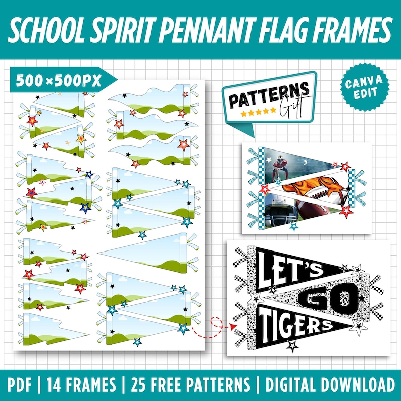 Editable School Spirit Pennant Frames, Mascot Design (digital Download ...