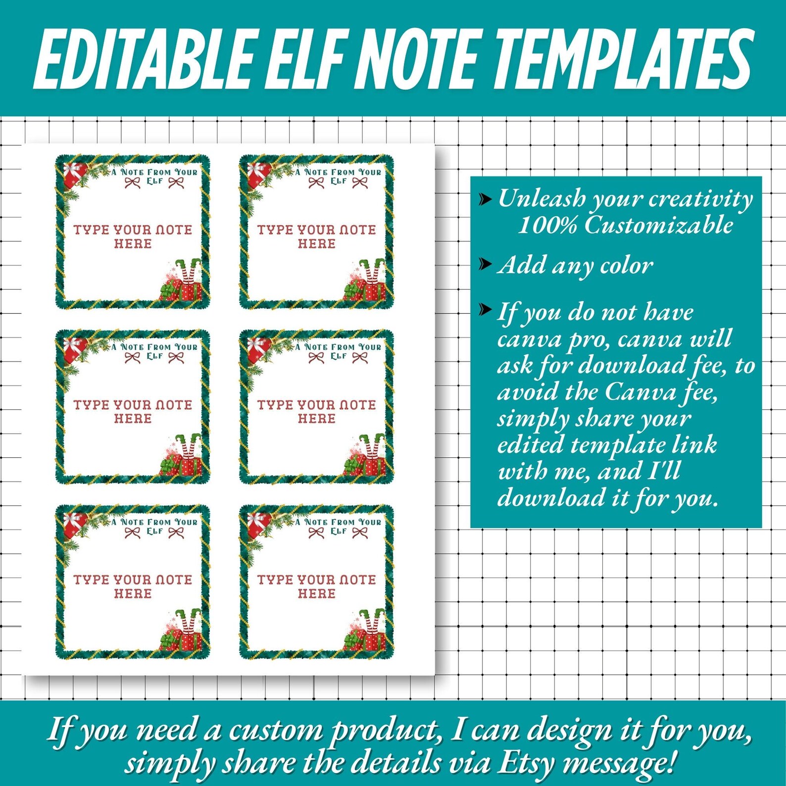 Editable Elf Note Card Templates, Christmas Elf Printable (digital ...