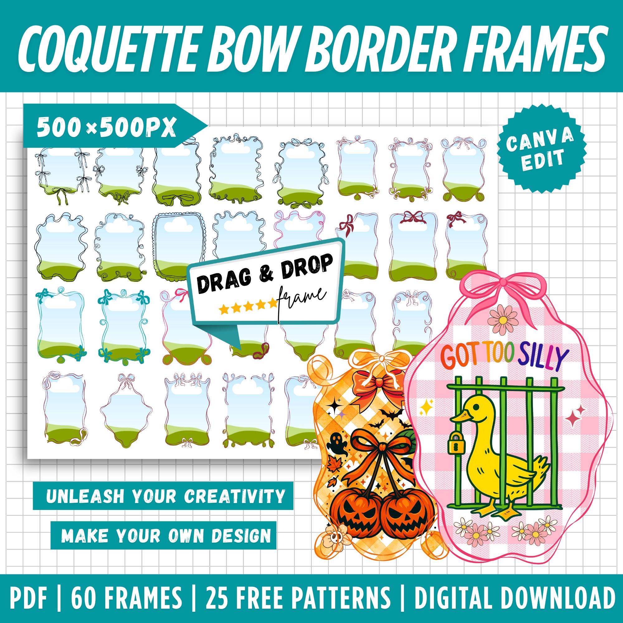 Editable Coquette Bow Frame Templates: DIY Design, Doodle Border ...
