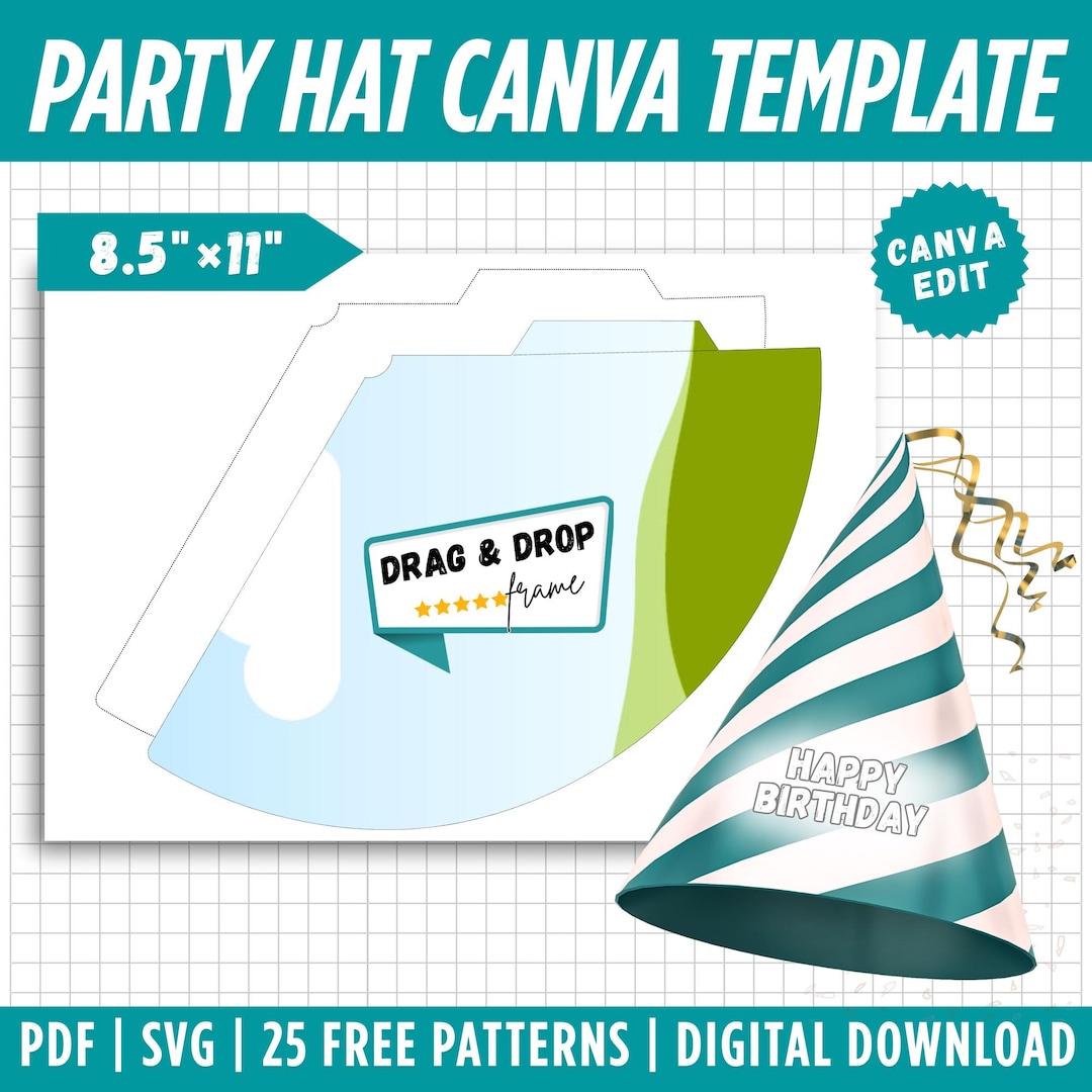 Editable Party Hat Canva Template: DIY Custom Design (PDF & SVG Files ...