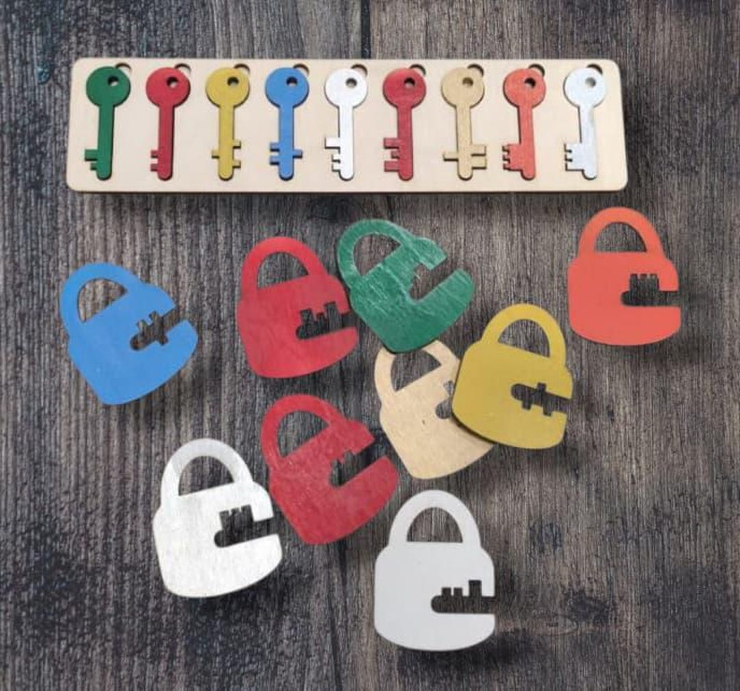Montessori Lock and Key Puzzle Toy | Laser Cut Colorful MDF Educational ...