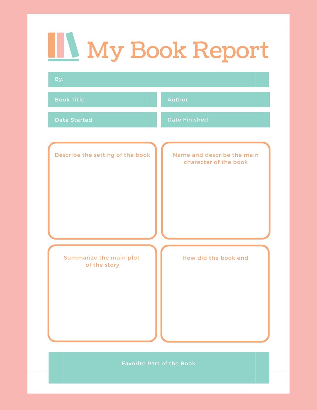 Elementary School Book Report Printable, Homeschool Report Template ...