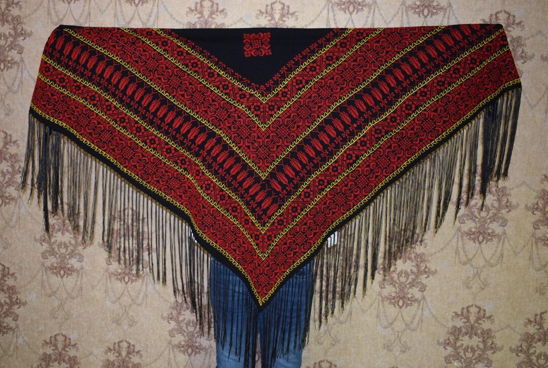 Authentic Handmade Bedouin Wrap Scarf – Palestinian Embroidered Shawl ...