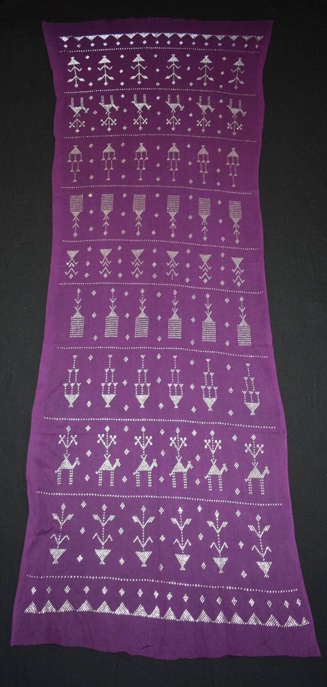 Purple Egyptian Assuit Silver Metal / Net Tulle Fabric Wrap Shawl Scarf ...