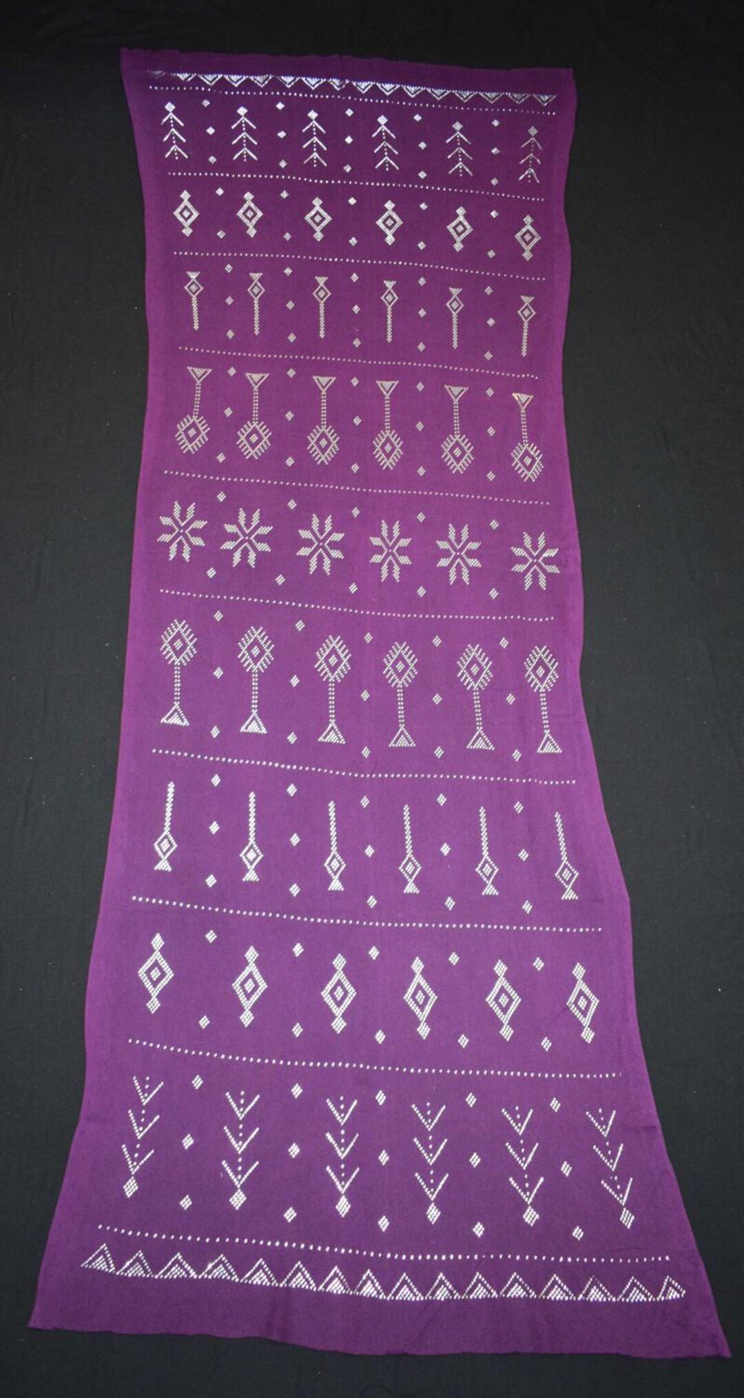 Purple Egyptian Assuit Silver Metal / Net Tulle Fabric Wrap Shawl Scarf ...