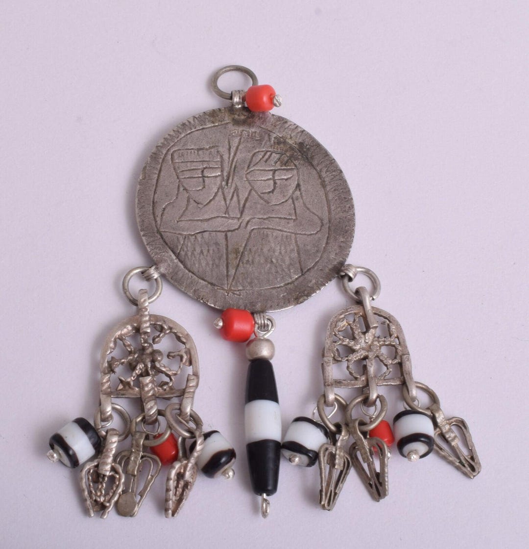 Vintage Egyptian Zar Amulet Pendant - Rare Silver Ritual Jewelry for ...