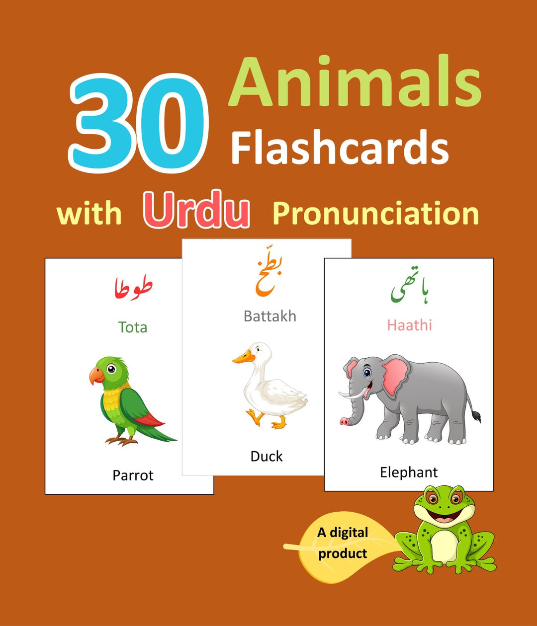 Urdu English Animals Flashcards: Bilingual Montessori Learning (digital ...